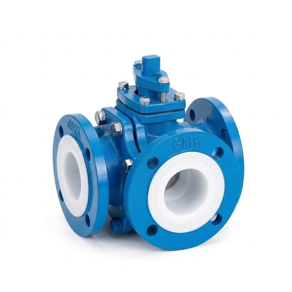 PTFE Lined Three Way Ball Valve- GMK- 100% functional